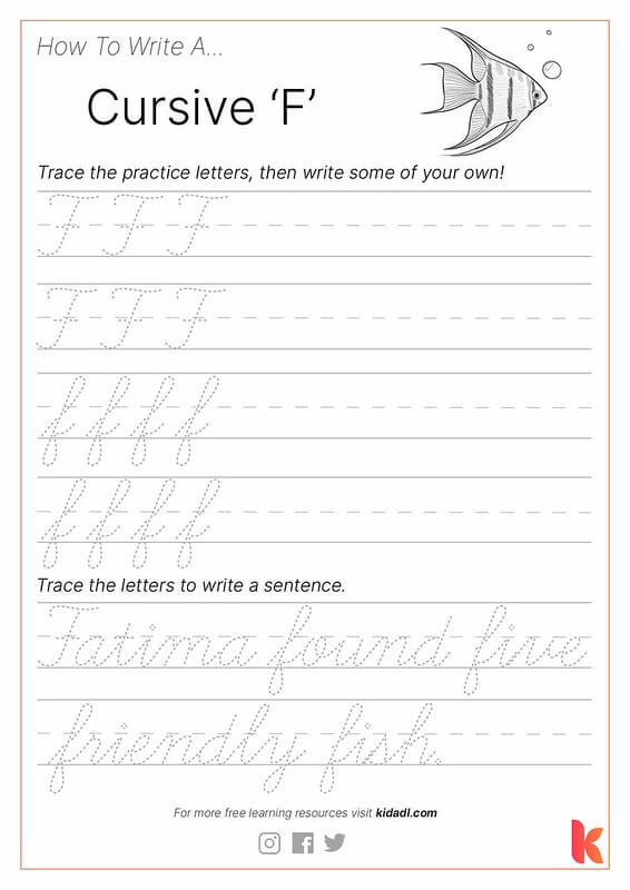 Cursive F Worksheet Cursive Handwriting Practice Letter F Free 